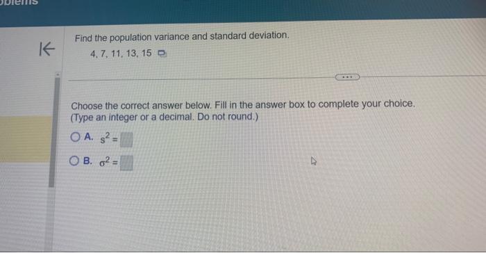 Solved Find The Population Variance And Standard Deviation