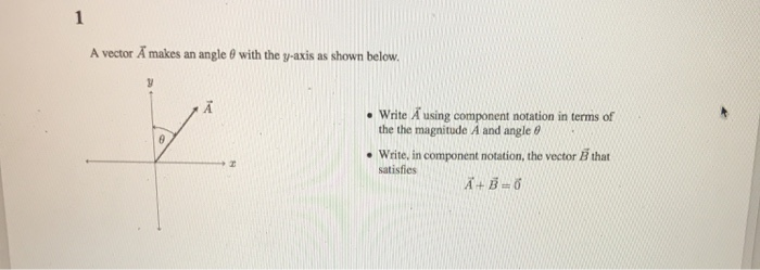 Solved 1 A vector A makes an angle with the y-axis as shown | Chegg.com