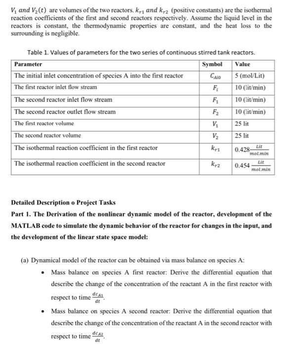 Solved Consider the following two continuous stirred | Chegg.com