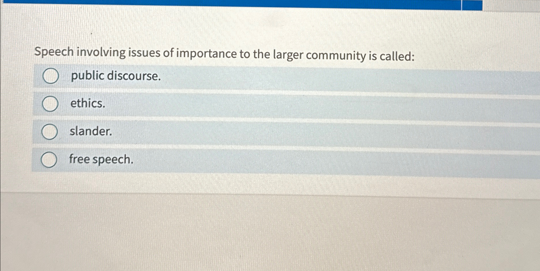 Solved Speech involving issues of importance to the larger | Chegg.com