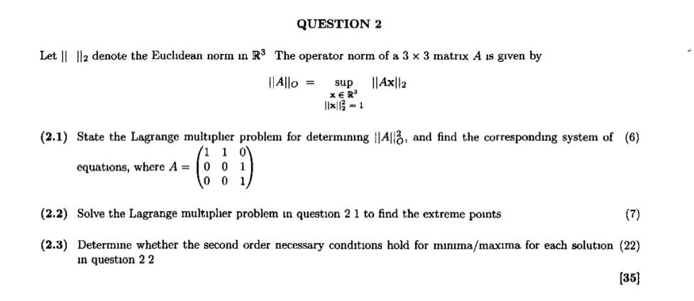 Solved Let \|\|2 denote the Euclidean norm in R3 The | Chegg.com
