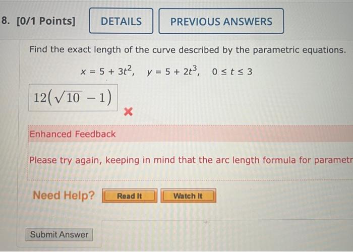 Solved Find the exact length of the curve described by the | Chegg.com