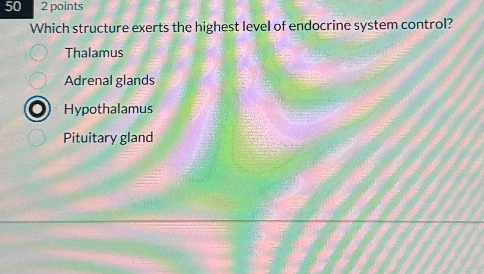 Solved 502 ﻿pointsWhich structure exerts the highest level | Chegg.com