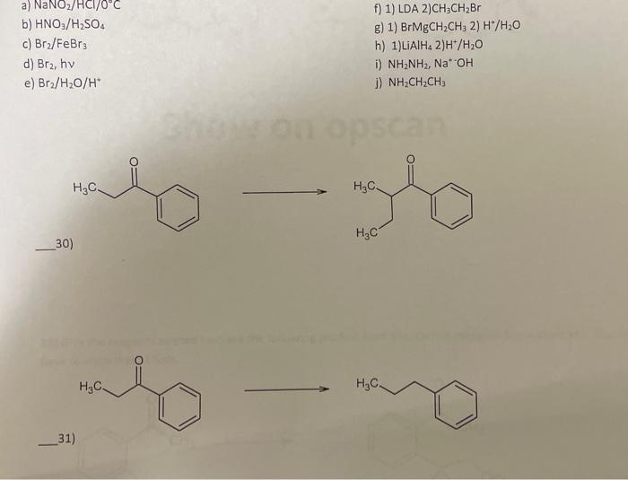 Solved a) NaNO2/HCI/0°C b) HNO3/H2SO4 c) Bra/FeBr d) Br2, hv | Chegg.com
