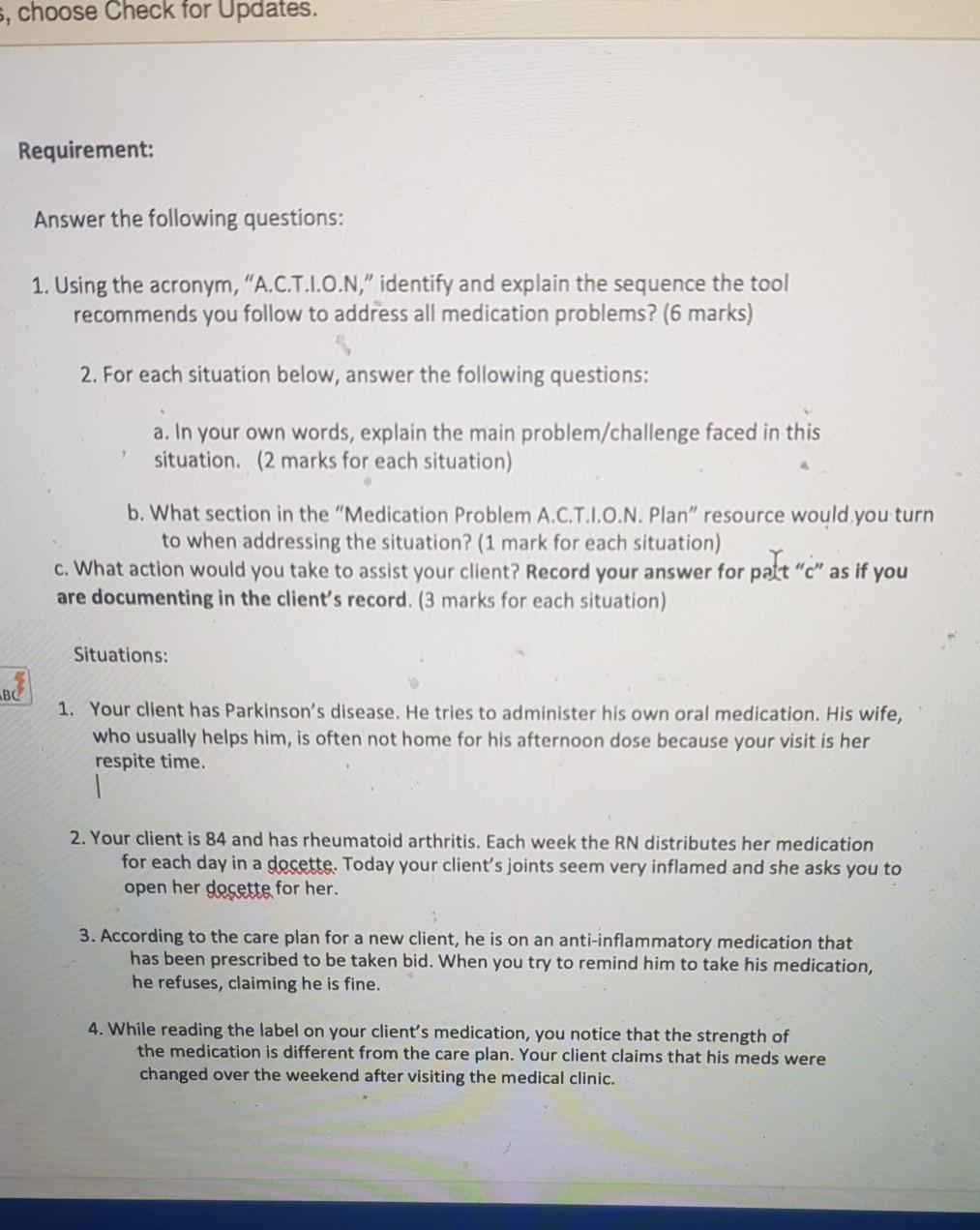 Solved Answer the following questions: 1. Using the acronym, | Chegg.com