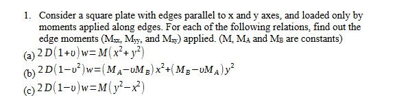 Solved by an EXPERT 1. ﻿Consider a square plate with edges parallel to x | Chegg.com