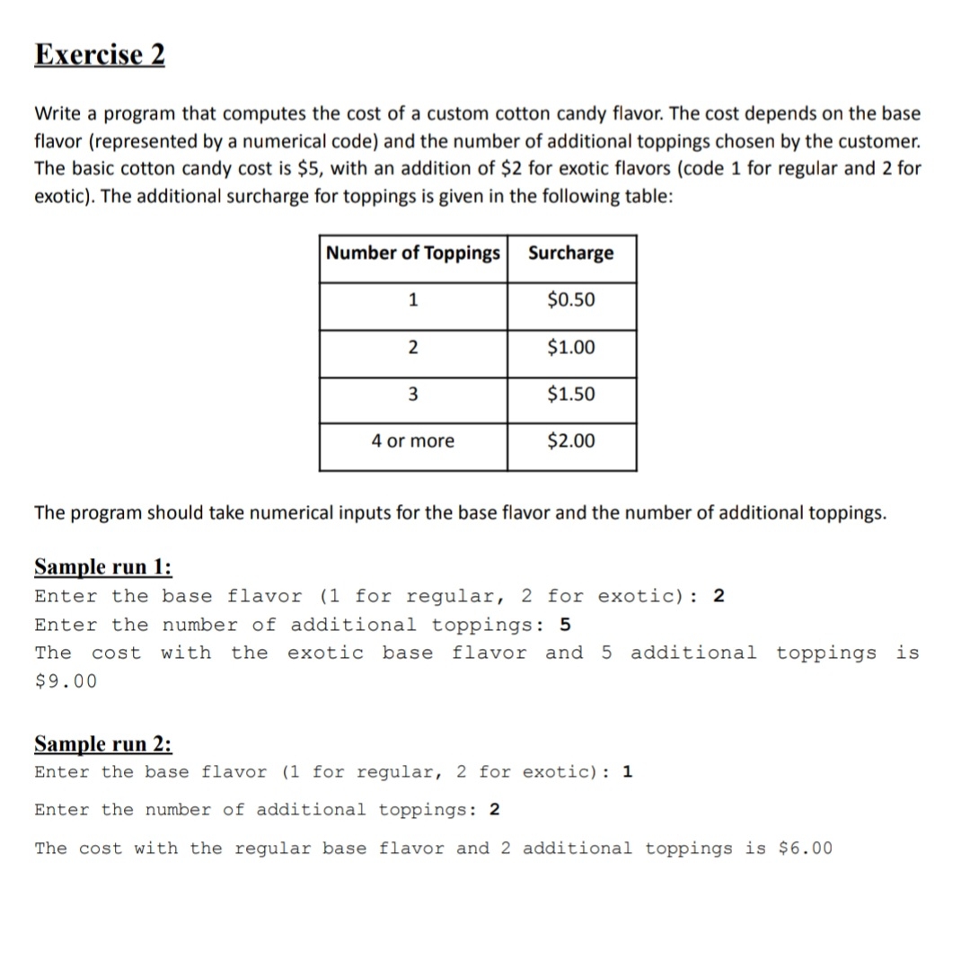 Solved Exercise 2(Write the code in java language and use | Chegg.com Solved Exercise 2(Write the code in java language and use | Chegg.com