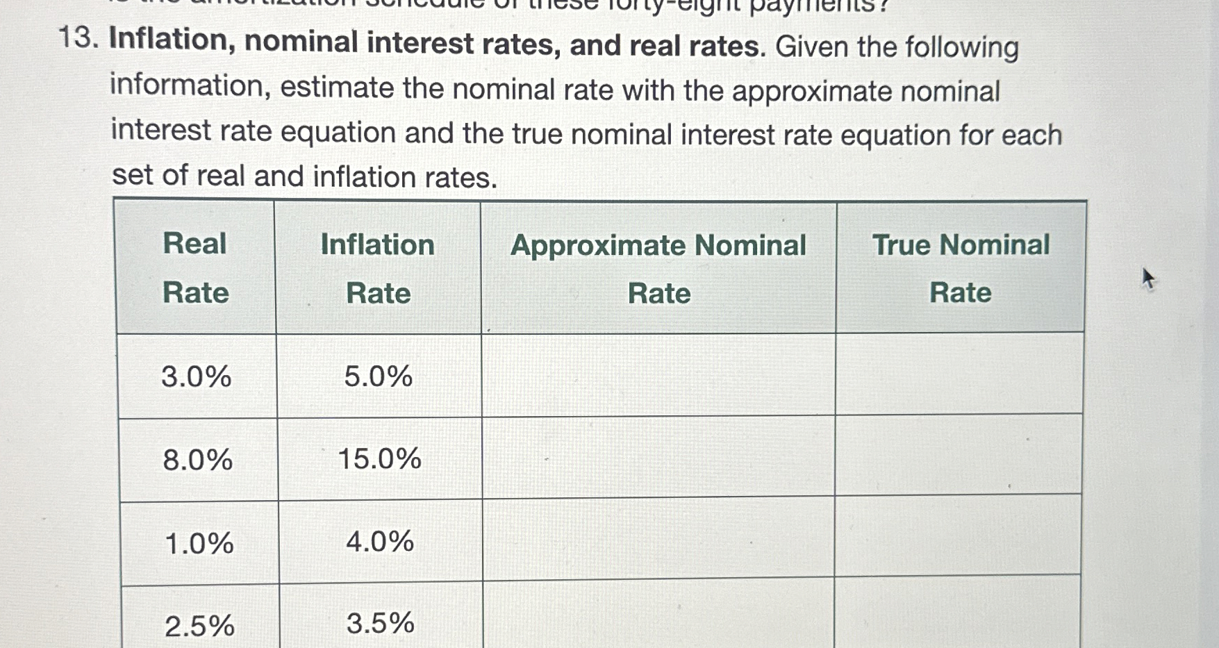 Solved Inflation, nominal interest rates, and real rates. | Chegg.com