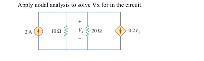 Solved Apply nodal analysis to solve Vx for in the circuit. | Chegg.com