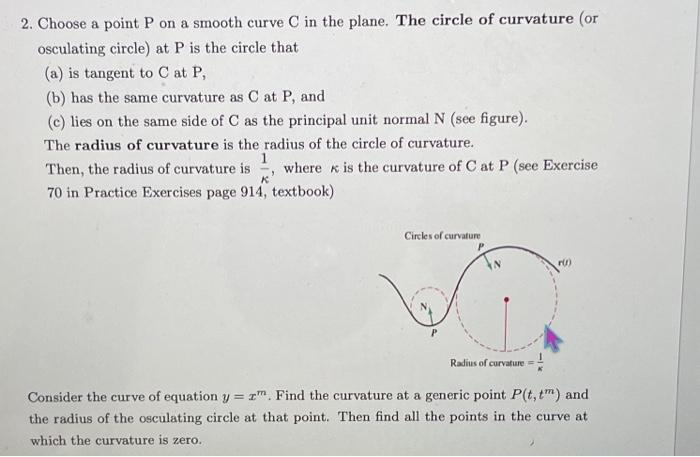 Solved 2. Choose a point P on a smooth curve C in the plane. | Chegg.com