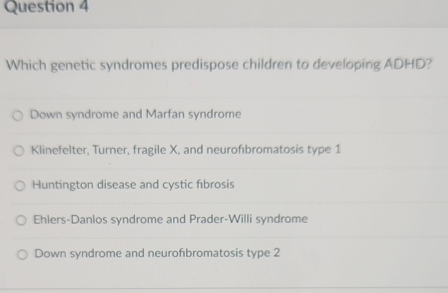 Solved Question 4Which genetic syndromes predispose children | Chegg.com