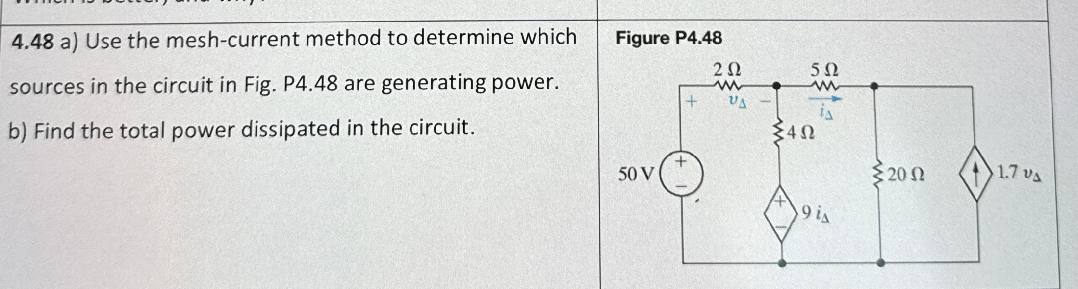 Solved 4.48 ﻿a) ﻿Use the mesh-current method to determine | Chegg.com
