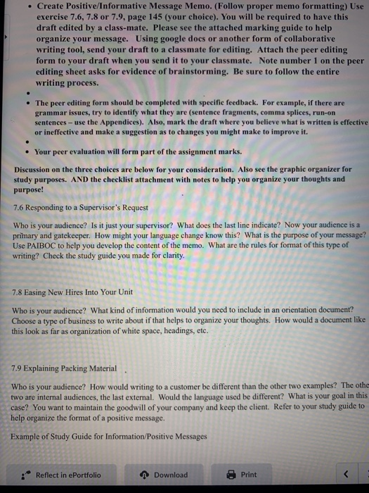 Create Positive/Informative Message Memo. (Follow | Chegg.com