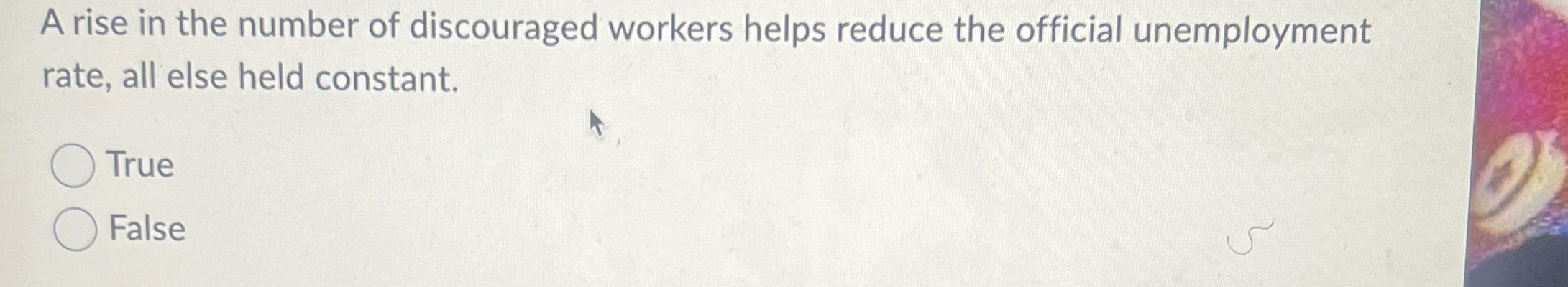 Solved A rise in the number of discouraged workers helps | Chegg.com