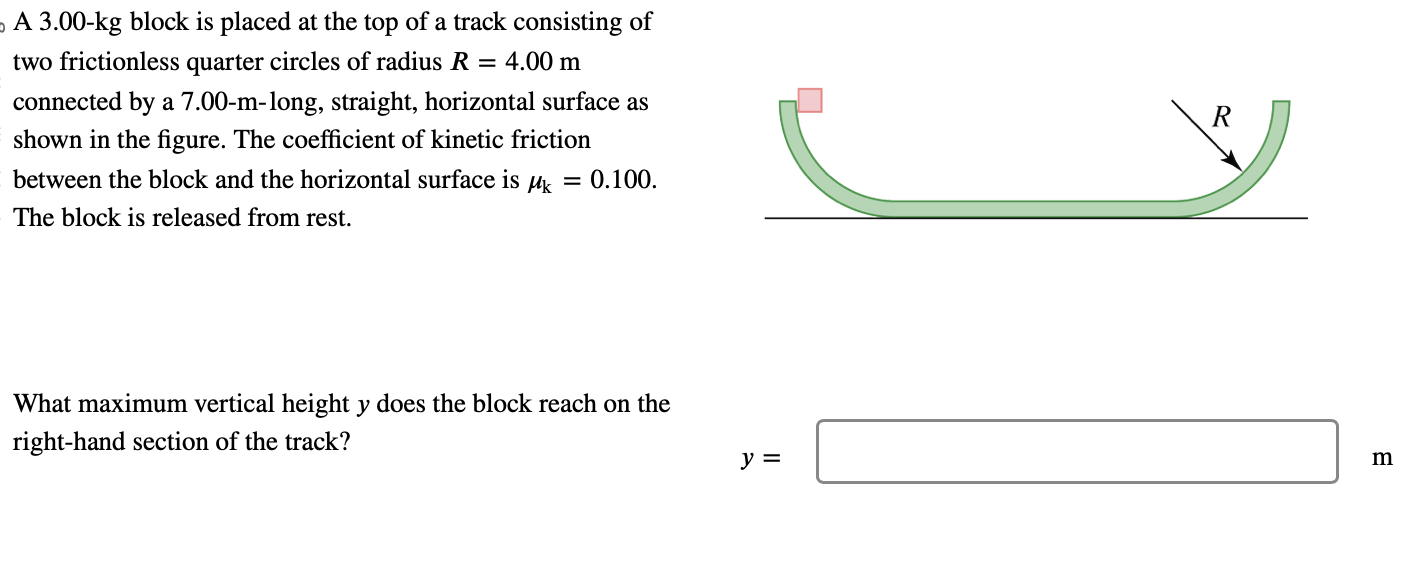 Solved What maximum vertical height y ﻿does the block reach | Chegg.com