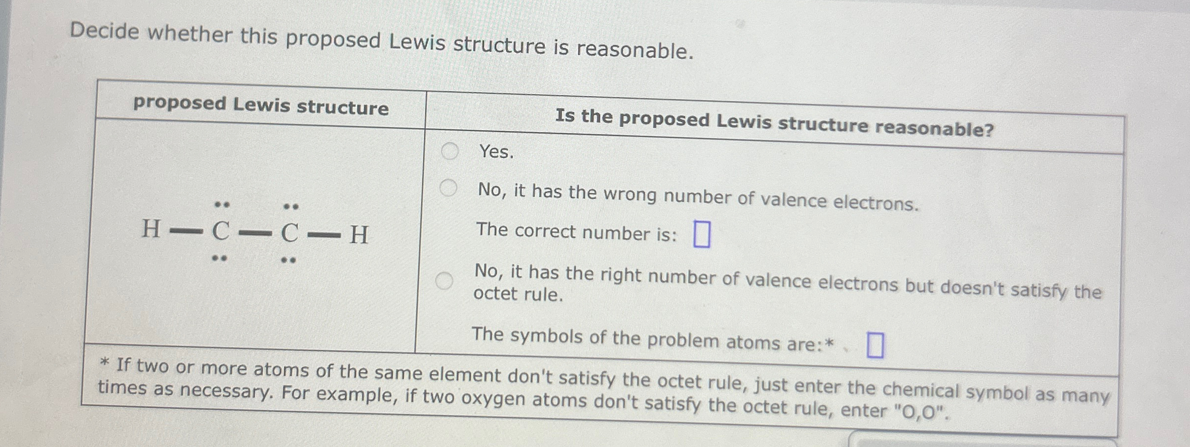 Solved Decide whether this proposed Lewis structure is | Chegg.com