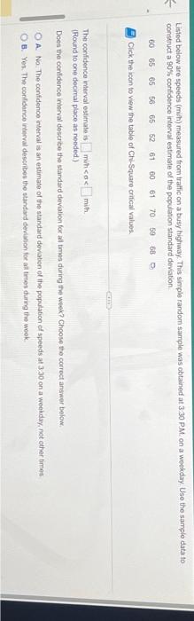 Solved Listed below are speeds (mih) measured from tratfic | Chegg.com