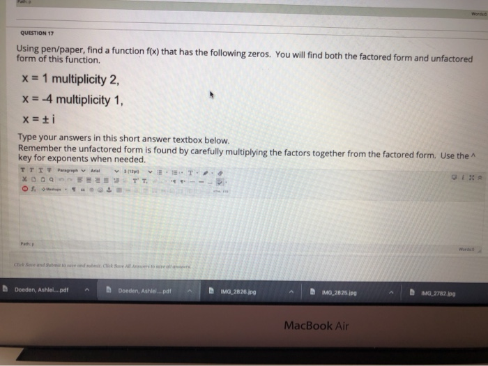 Solved Worce QUESTION 17 Using pen/paper, find a function | Chegg.com