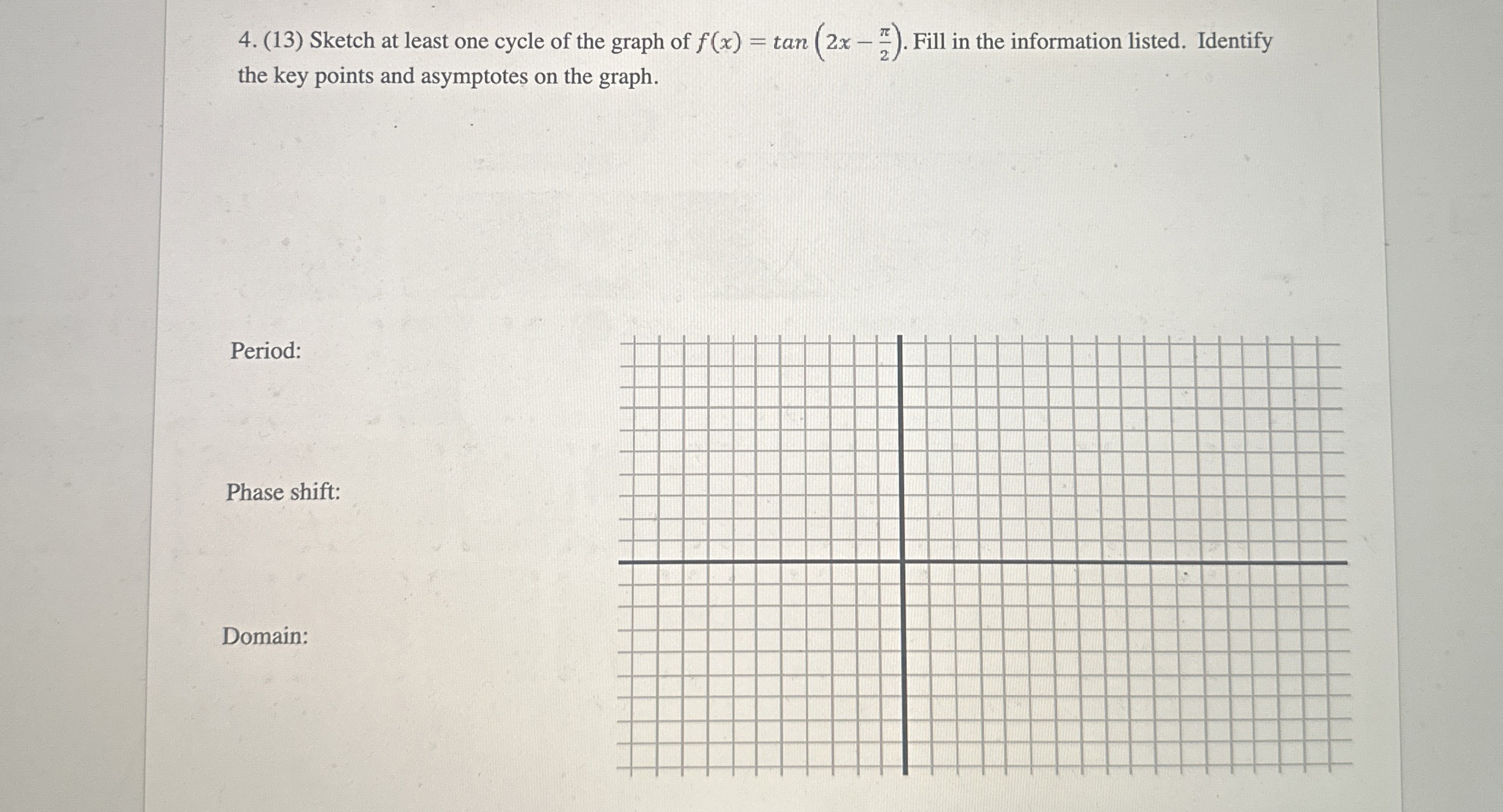 Solved (13) ﻿Sketch at least one cycle of the graph of | Chegg.com