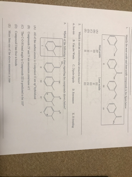Solved Identify the most acidic and least acidic compounds | Chegg.com