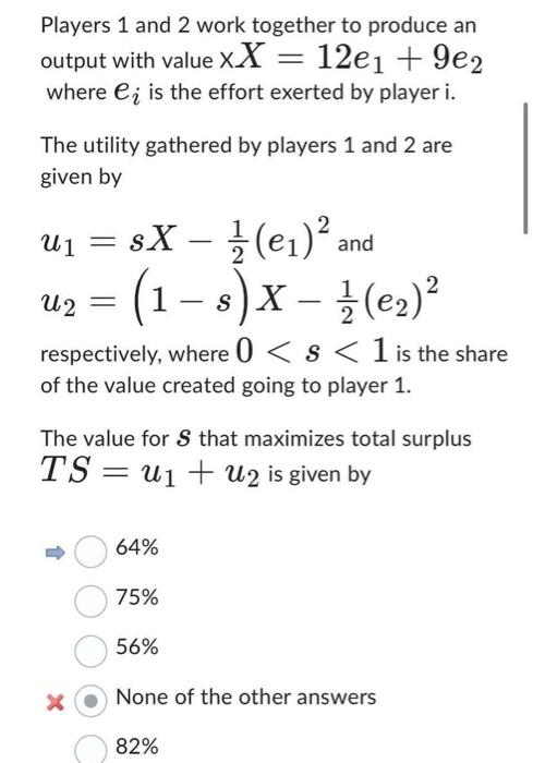 Solved Players 1 and 2 work together to produce an output | Chegg.com