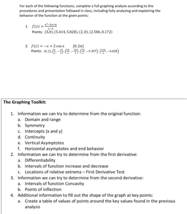 Solved For each of the following functions, complete a full | Chegg.com