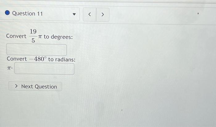 Solved Convert 519π to degrees: | Chegg.com