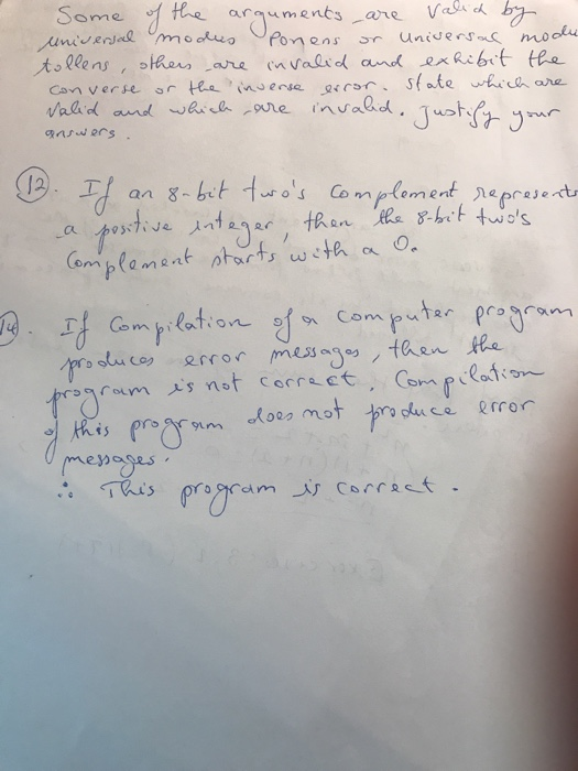 Solved Some of the arguments are Valid by universal modus | Chegg.com