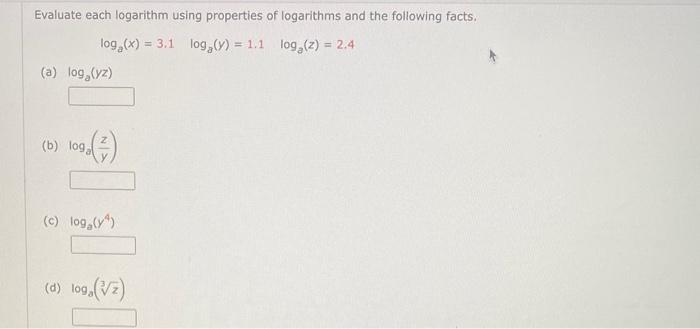 Solved Evaluate each logarithm using properties of | Chegg.com