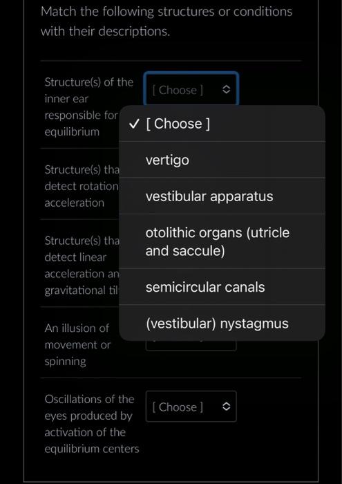 Solved Match the following structures or conditions with | Chegg.com