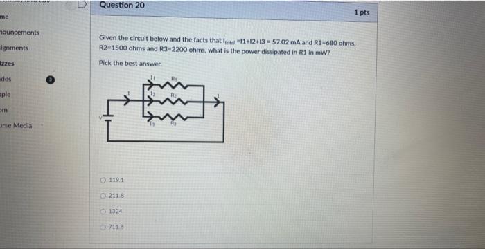 Given the circuit below and the facts that 1fotal | Chegg.com