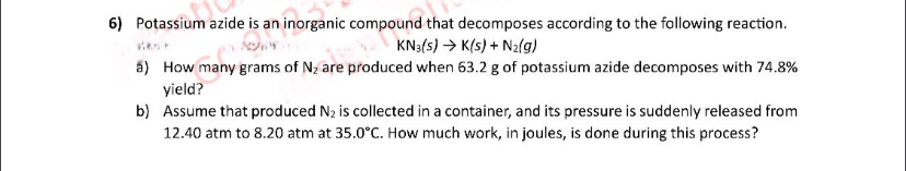 Solved Potassium azide is an inorganic compound that | Chegg.com