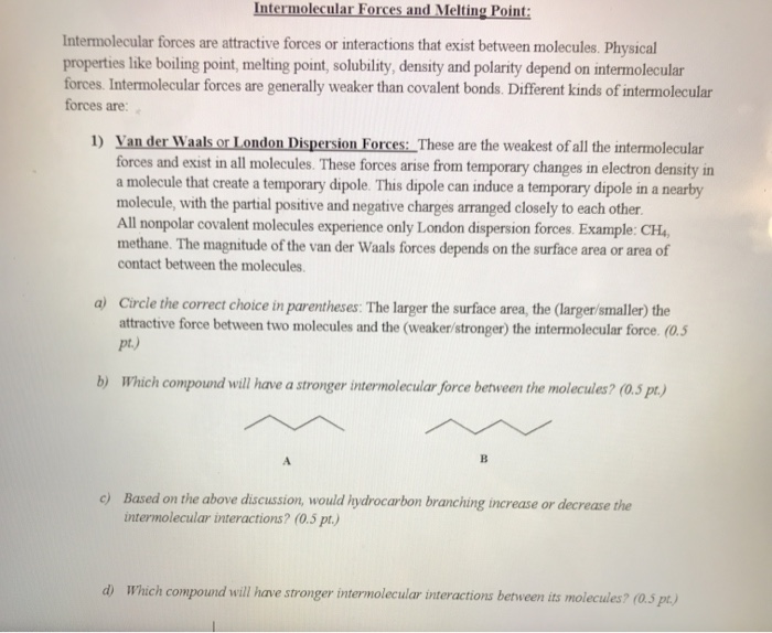Solved Intermolecular Forces and Melting Point: | Chegg.com