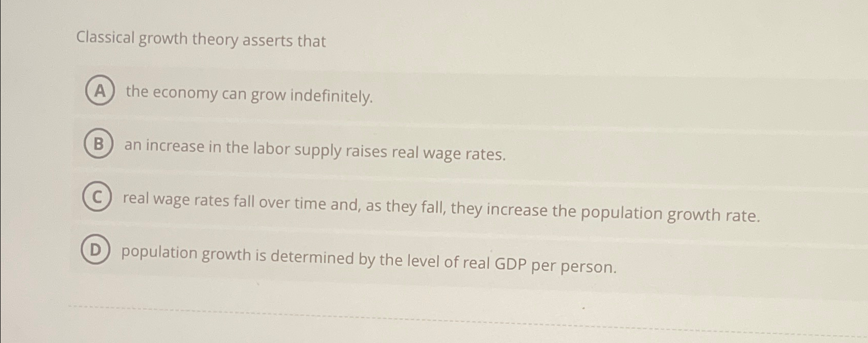 Solved Classical growth theory asserts thatthe economy can | Chegg.com