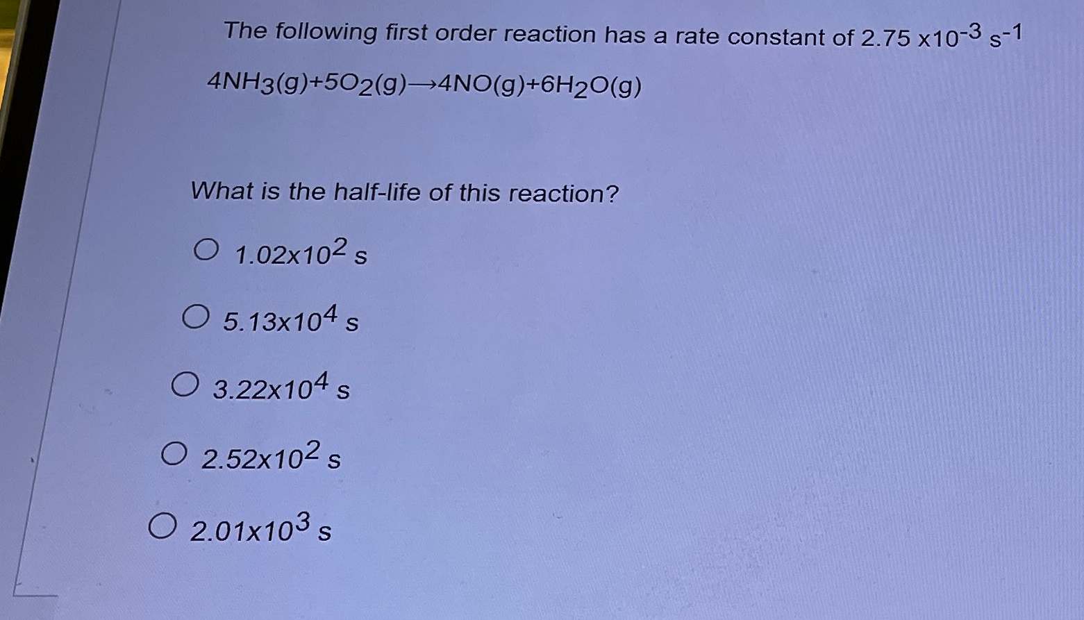 Solved The following first order reaction has a rate | Chegg.com