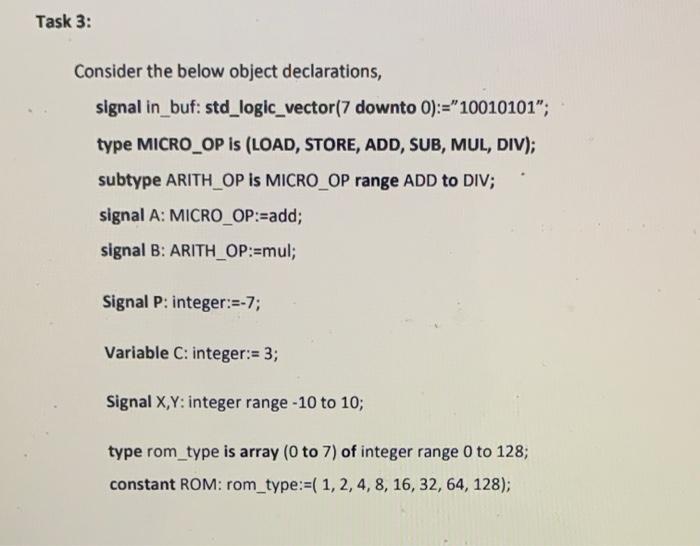 Solved Task 3: Consider the below object declarations, | Chegg.com