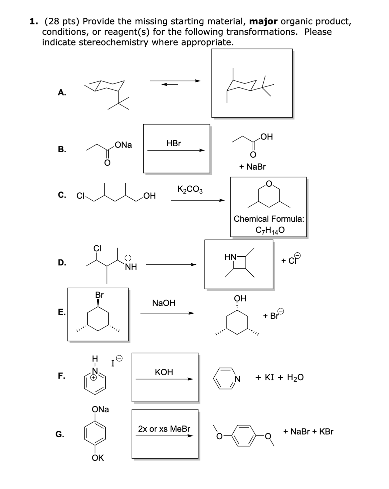 Solved (28 ﻿pts) ﻿Provide the missing starting material, | Chegg.com