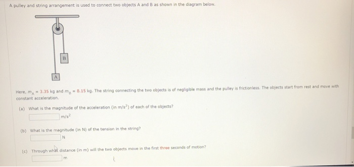 Solved A pulley and string arrangement is used to connect | Chegg.com