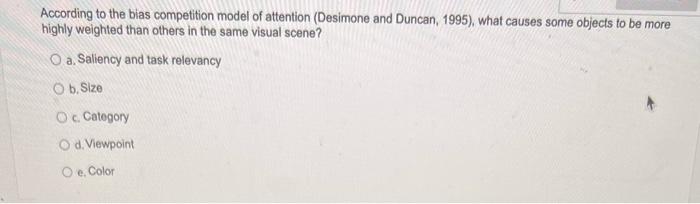 Solved According to the bias competition model of attention | Chegg.com