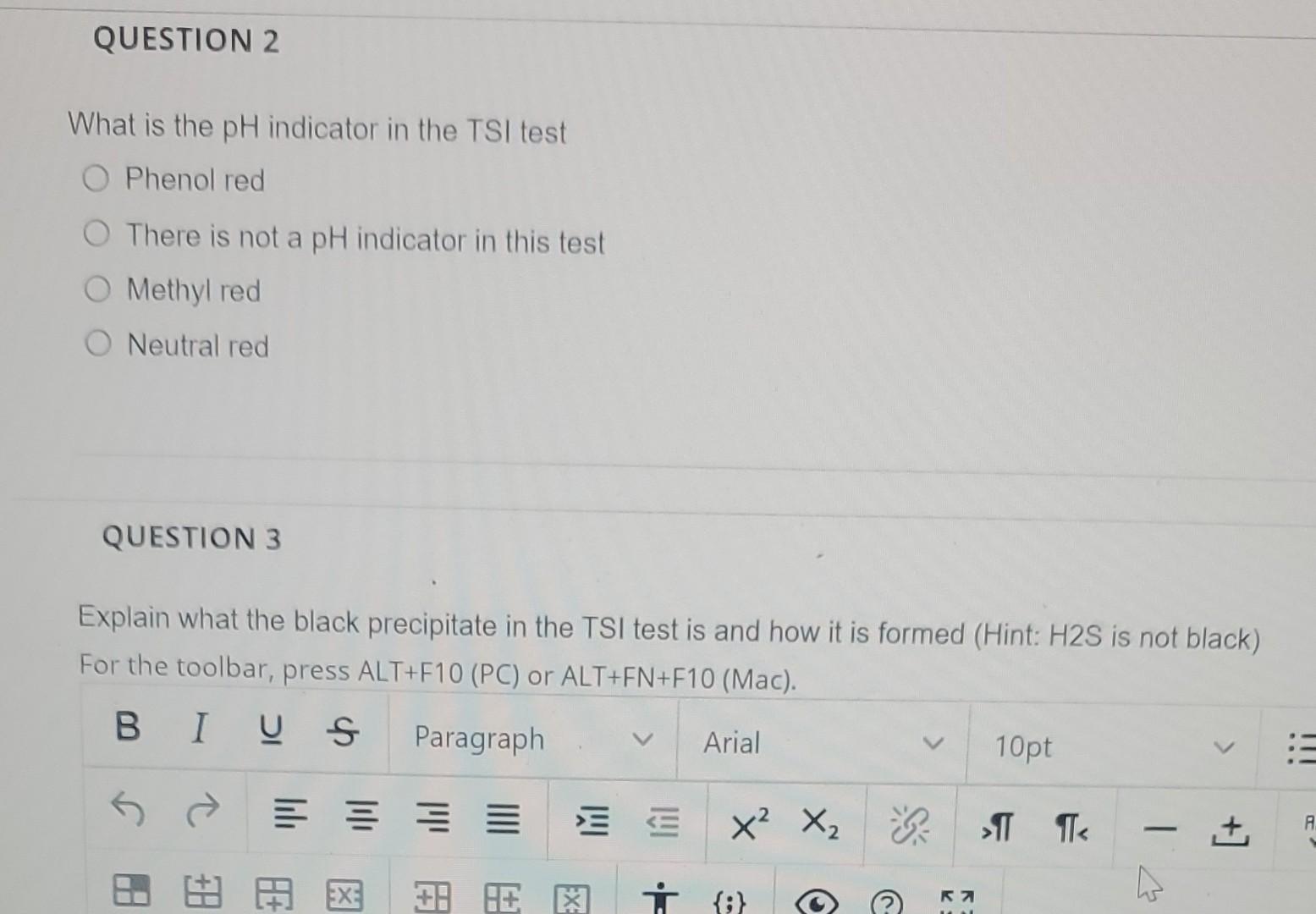 Solved What is the pH indicator in the TSI test Phenol red | Chegg.com