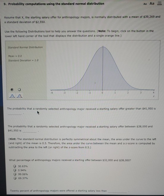 Solved 9. Probability computations using the standard normal | Chegg.com