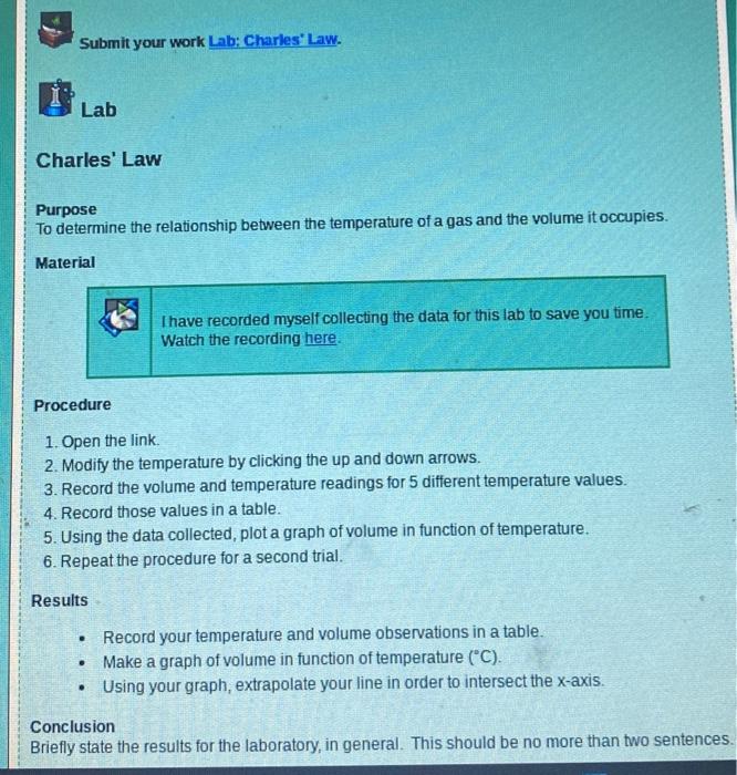 Solved 1Please help me solve Charles Law Lab questions by | Chegg.com