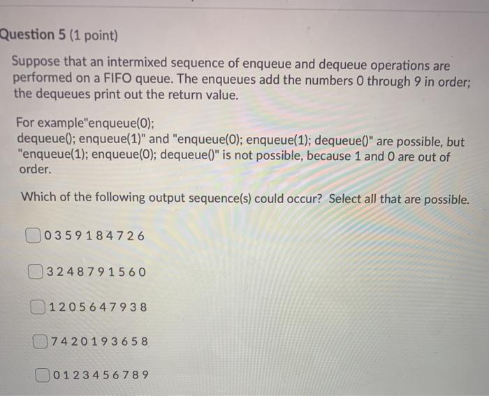 Solved Question 5 (1 point) Suppose that an intermixed | Chegg.com