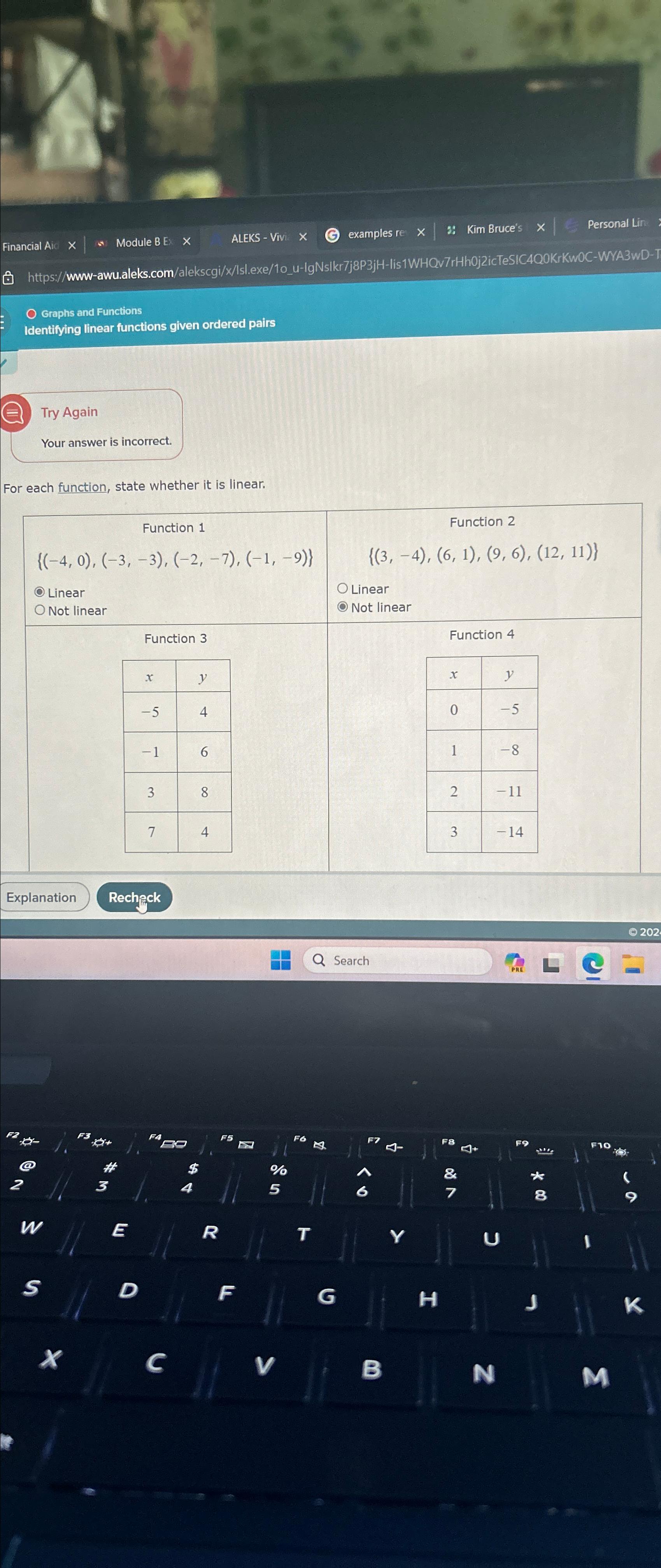 Solved Try AgainYour answer is incorrect.For each function, | Chegg.com