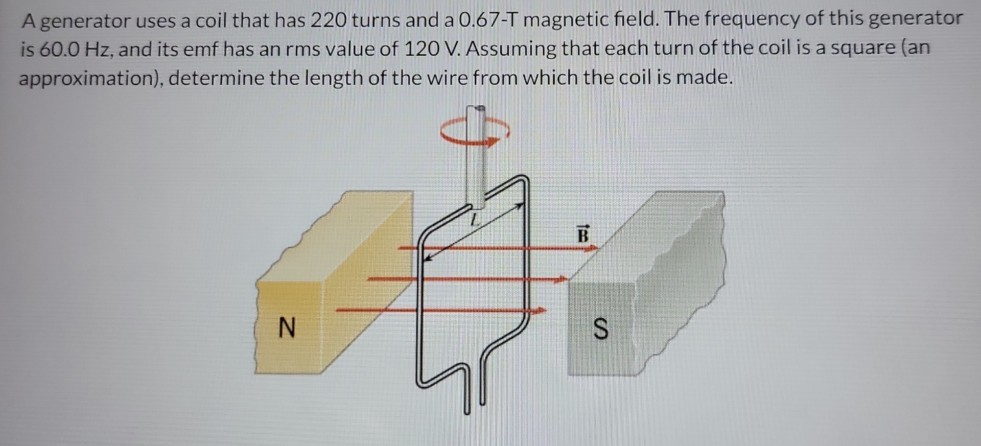 Solved A generator uses a coil that has 220 ﻿turns and a | Chegg.com