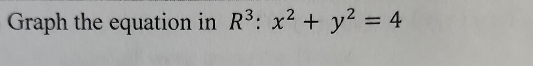 Solved Graph the equation in R3:x2+y2=4 | Chegg.com