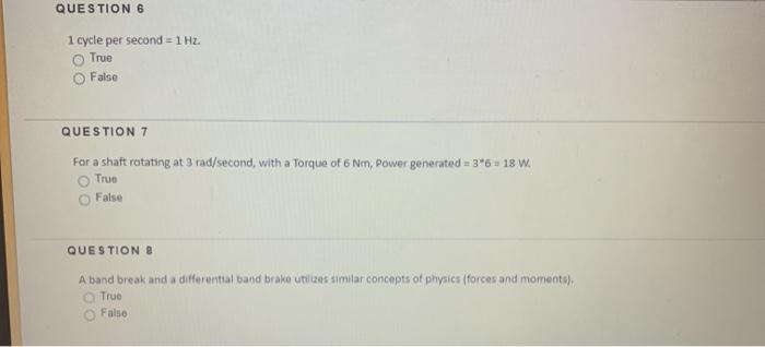Solved QUESTION 6 1 cycle per second = 1 HZ. True False | Chegg.com