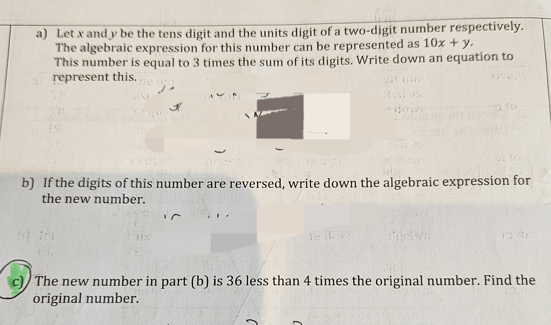 Solved a) ﻿Let x ﻿and y ﻿be the tens digit and the units | Chegg.com