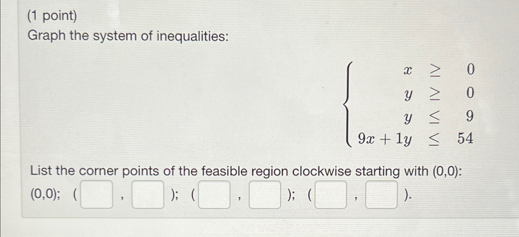 (1 ﻿point)Graph the system of | Chegg.com