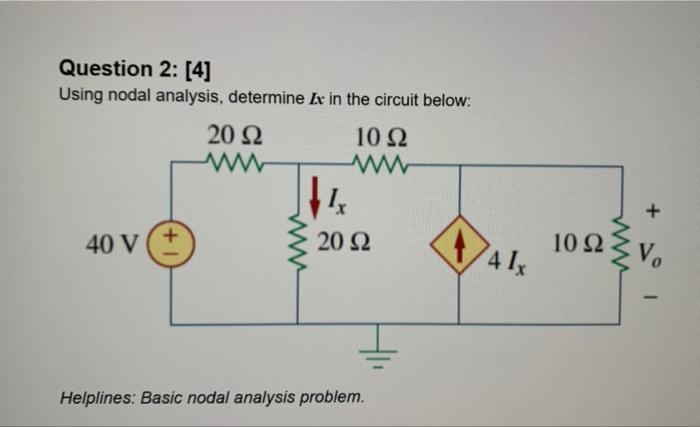 Solved Question 1: [3] Using Nodal Analysis, voltage across | Chegg.com